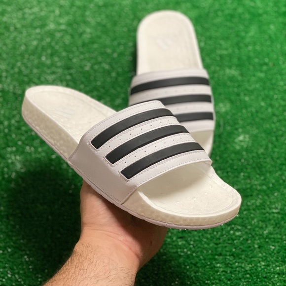 adidas | Shoes | Adidas Adilette Boost Mens Slides Shoes White Black ...